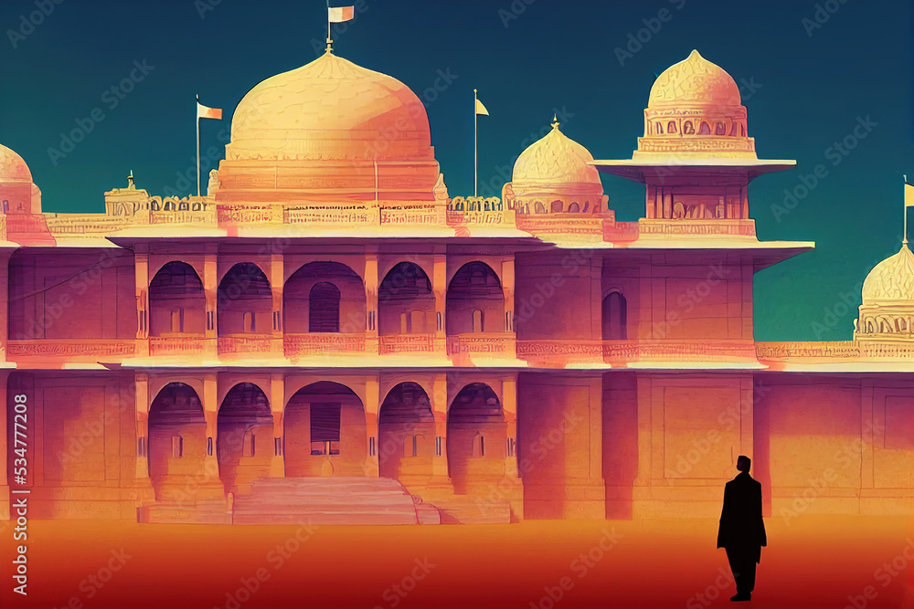 Cartoon style Rashtrapati Bhavan is the official home of the President ...
