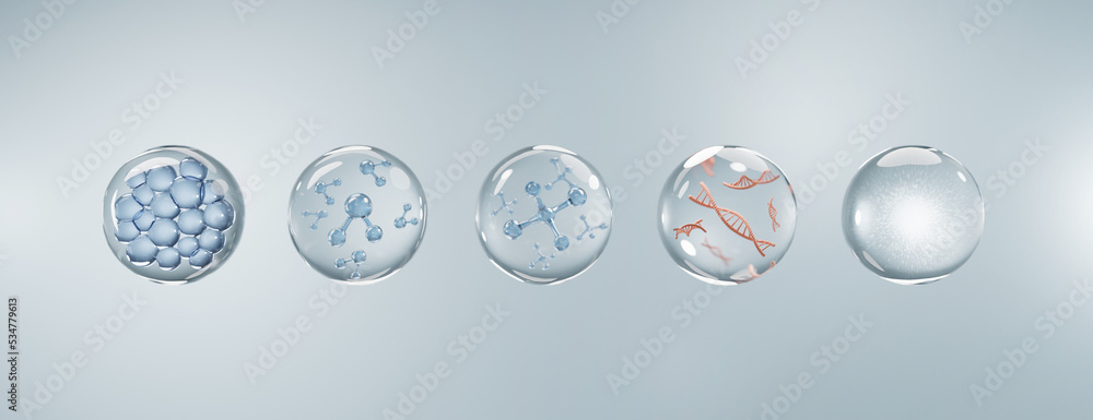 3D Collagen Skin Serum and Vitamin illustration isolated on soft color ...