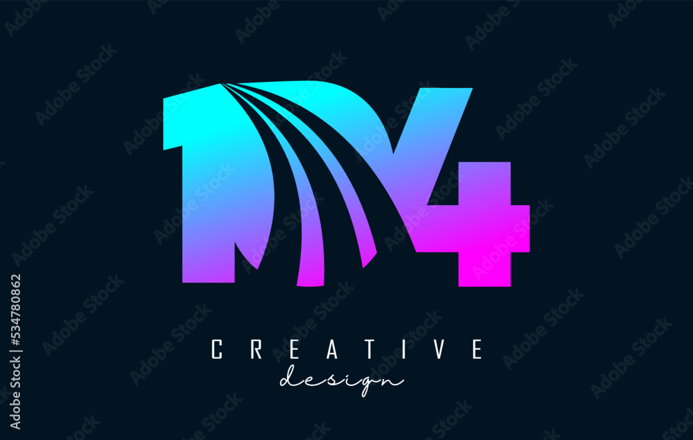 Vetor de Colorful Creative number 104 logo with leading lines and road ...