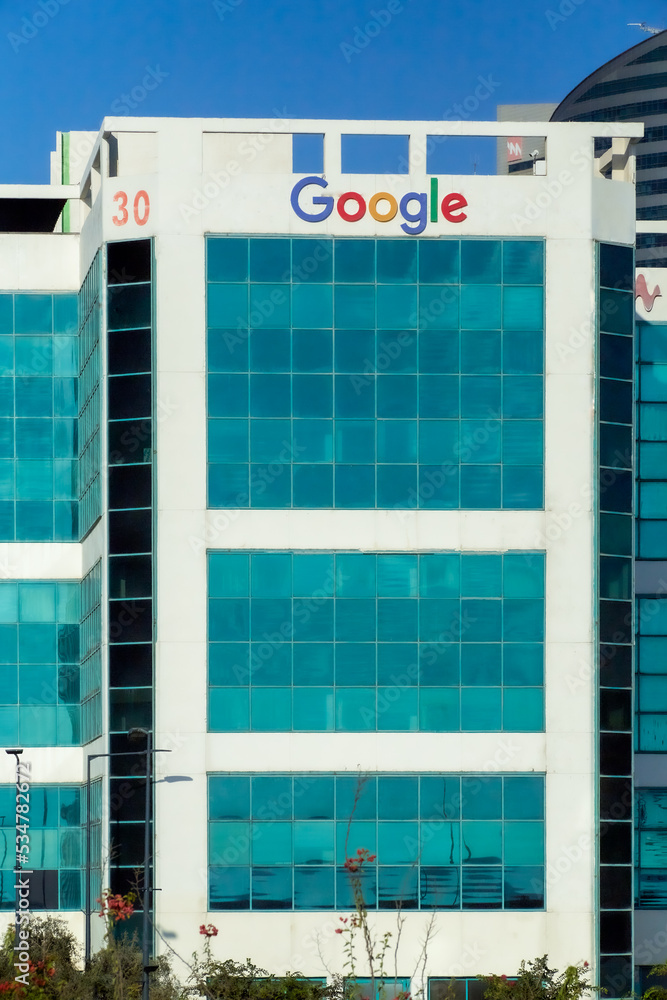 Haifa, Israel - July 22, 2022: Google logo on facade of office building ...