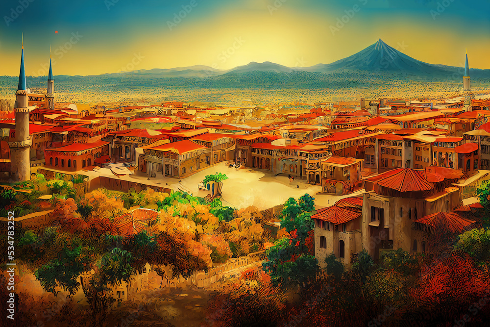 Cartoon drawing Ankara Castle in Ankara capital city of Turkey , Anime ...