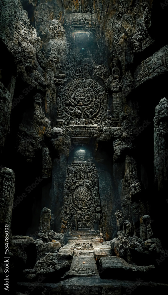 AI generated image of an ancient temple of evil and mystery with ...