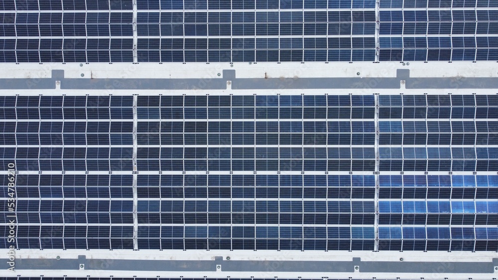 Solar panel mounting structure installation. This system is floated on ...