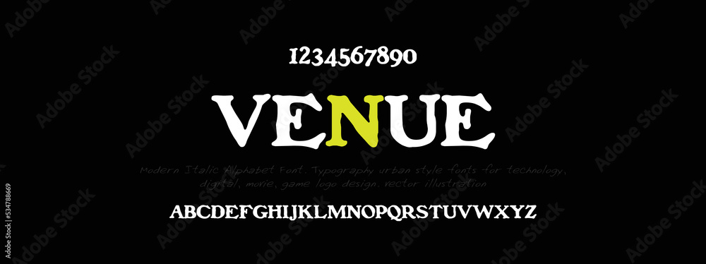 VENUESports minimal tech font letter set. Luxury vector typeface for ...