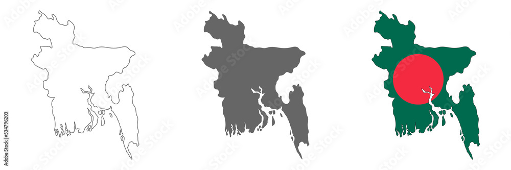 Highly detailed Bangladesh map with borders isolated on background ...