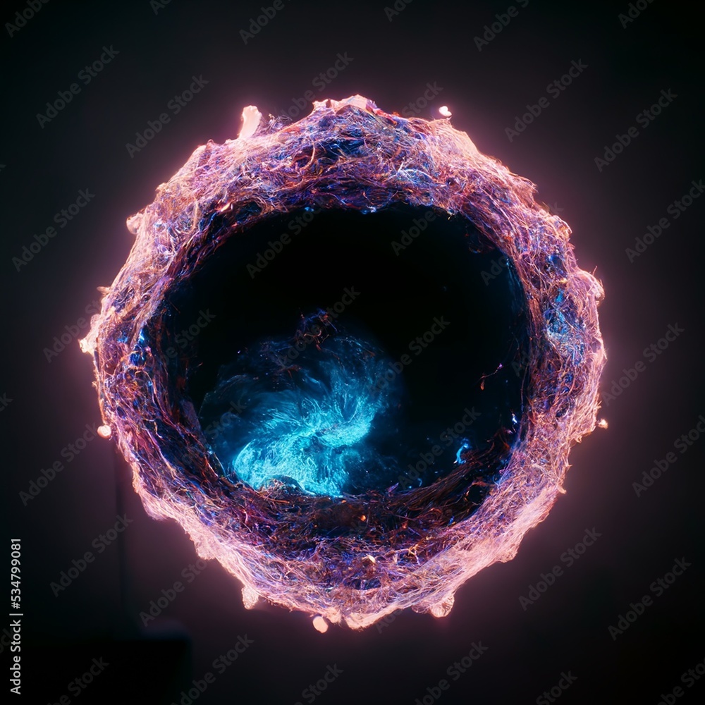 People looking at a portal in the sky. Space portal, spiral of energy ...