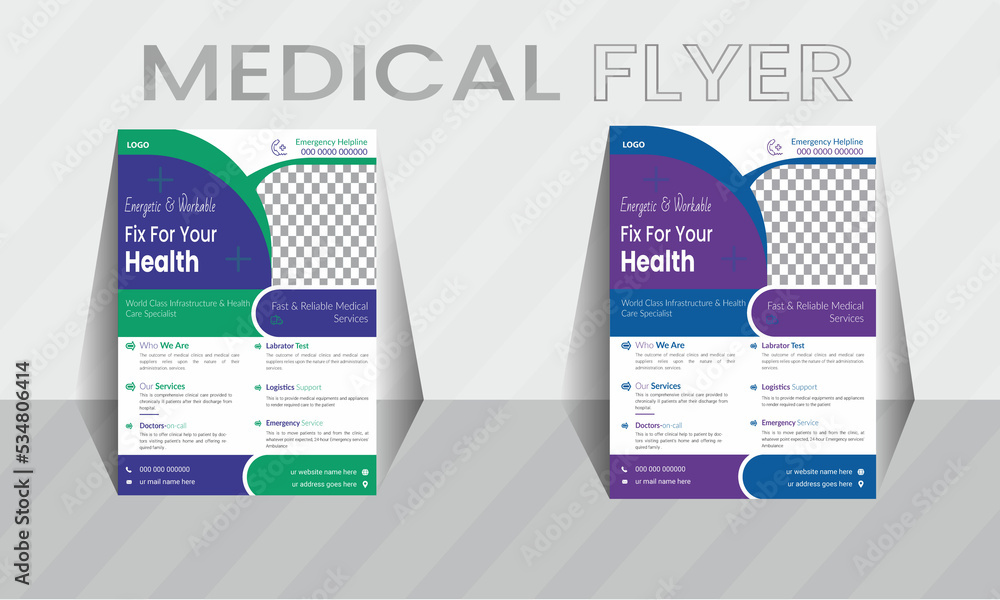 Medical vector flyer template. A4 size ai file layout for healthcare or ...