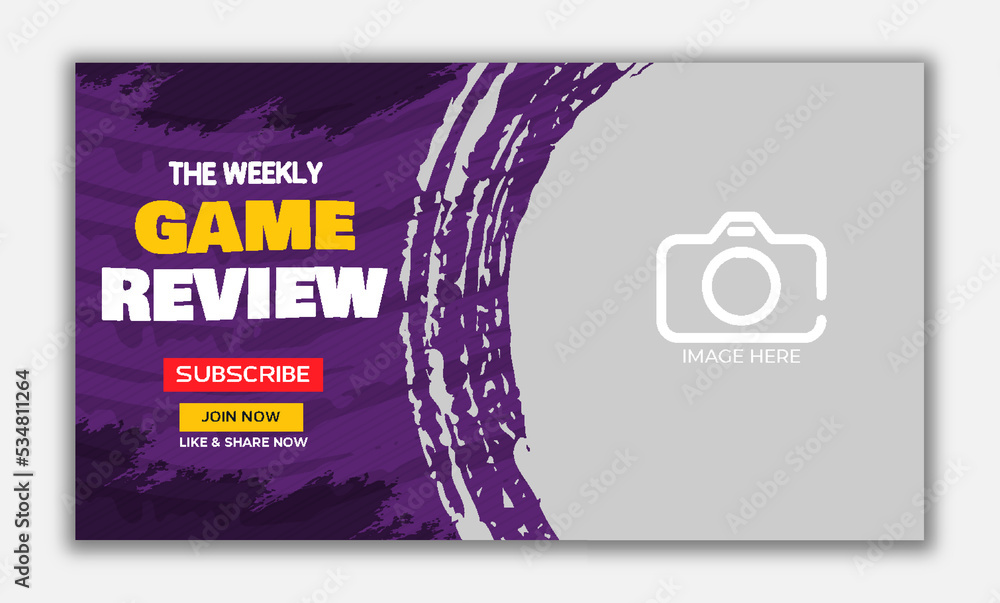Video game review video thumbnail and web banner template Stock Vector ...