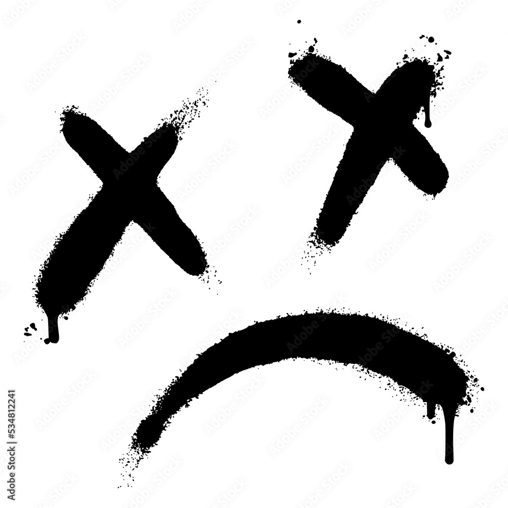 Spray Painted Graffiti scary sick face emoticon isolated on white ...