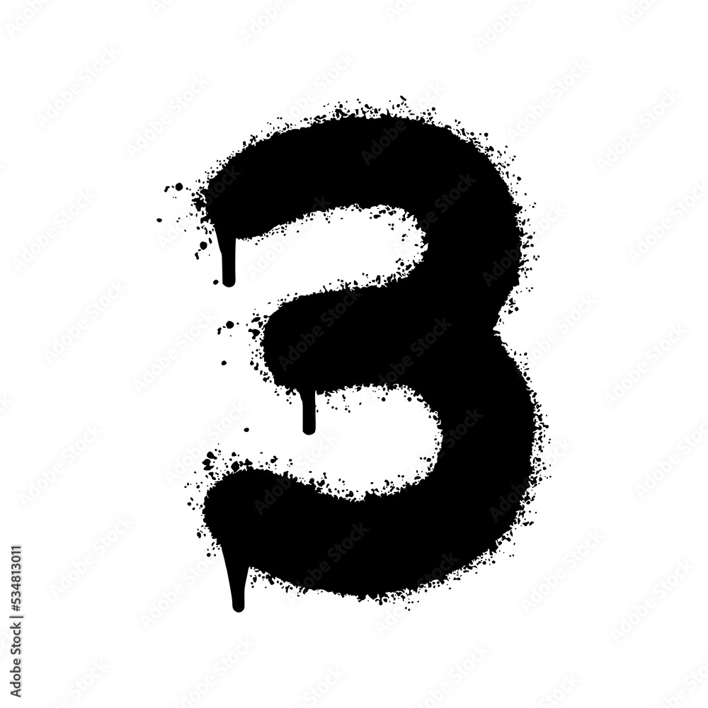Spray Painted Graffiti number 3 Sprayed isolated with a white ... Spray Painted Graffiti number 3 Sprayed isolated with a white ...