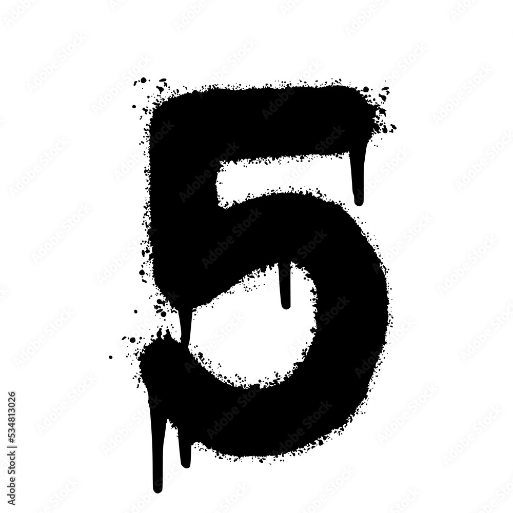 Spray Painted Graffiti number 5 Sprayed isolated with a white ... Spray Painted Graffiti number 5 Sprayed isolated with a white ...
