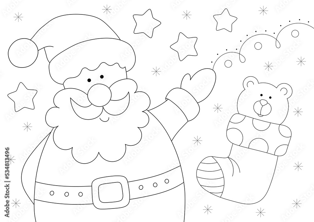 easy christmas coloring page you can print on a4 paper. cute black and ...