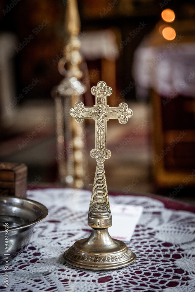 Christening ceremony. Orthodox Christening in the church. Christening ...