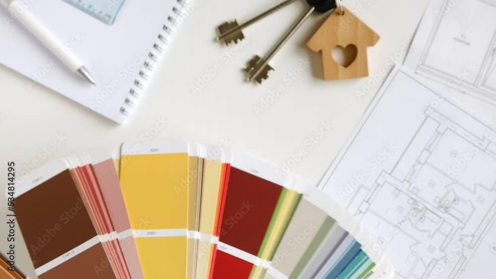 Hands choosing Colors of Interior Design from the Color Guide ...