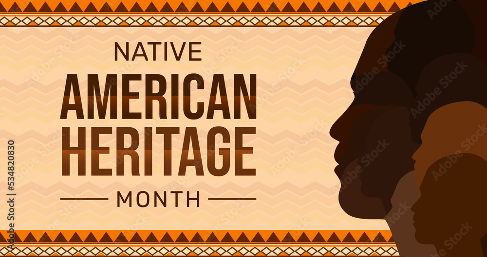 Native American Heritage Month Background with traditional calligraphy ...