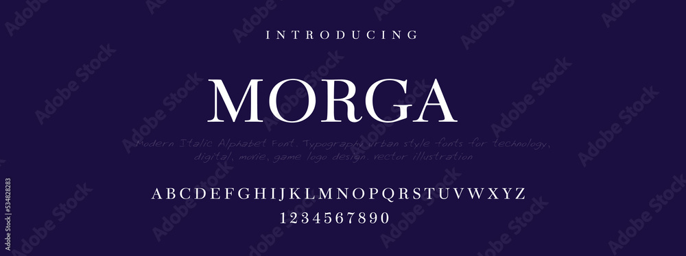 MORGA Elegant alphabet letters font and number. Classic Lettering ...