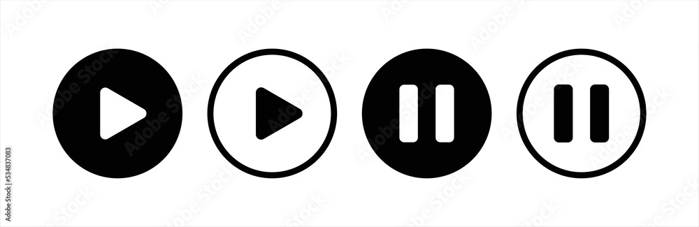 Media player icon. Music player icon. Media player icon. Play and pause ...