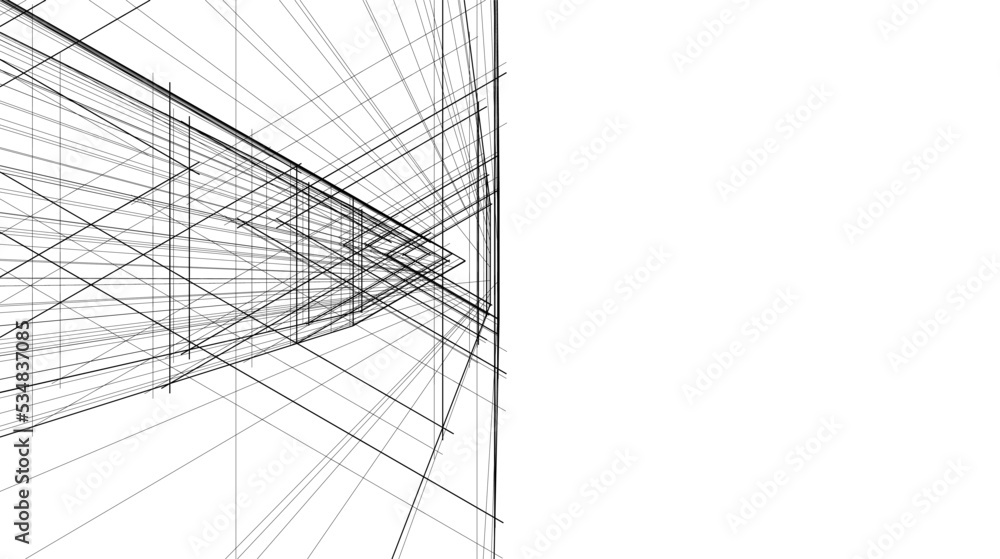 Linear architectural drawing vector illustration Stock Vector | Adobe Stock