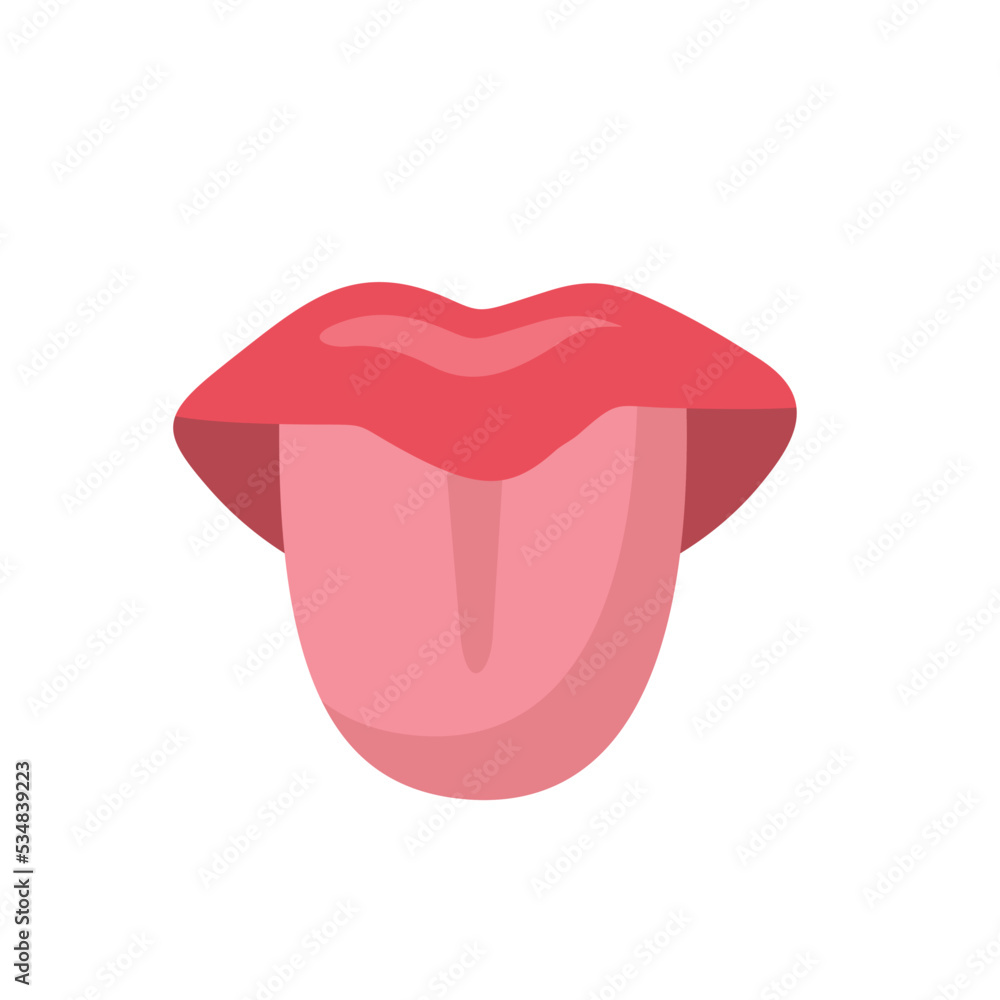 Tongue icon in flat design style, human senses icon, mouth with tongue ...