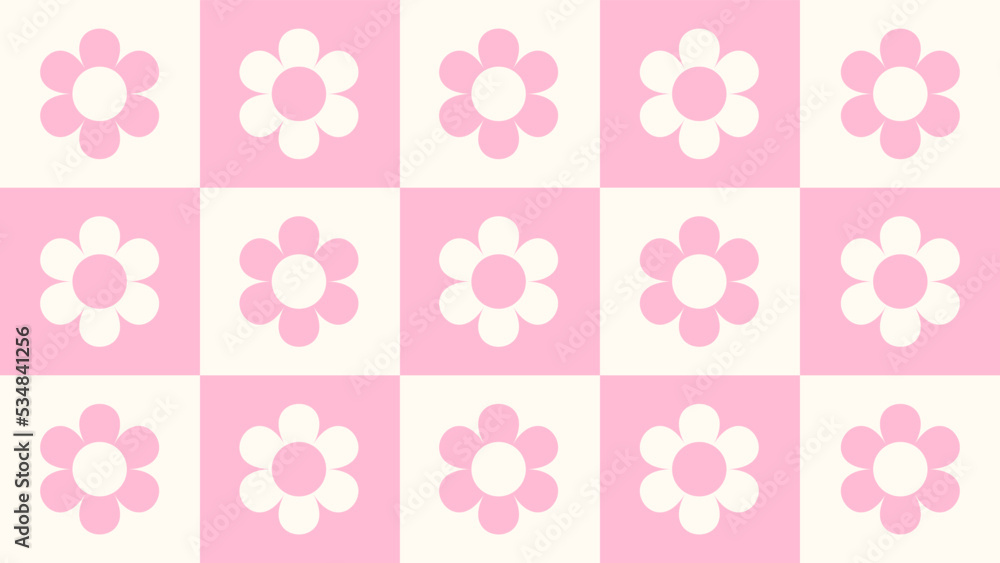 Groovy floral background. Daisy flowers. Hippie funky 70s style ...