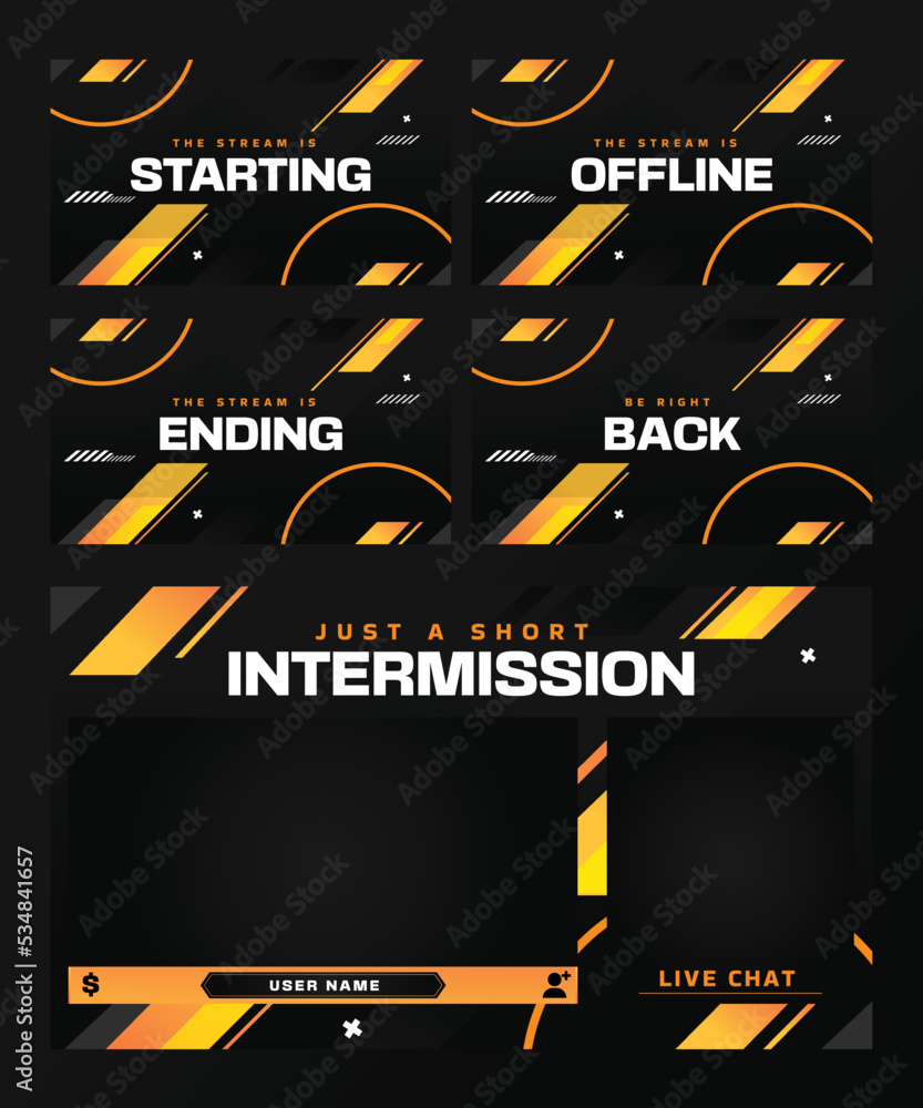 Vetor do Stock: Stream overlays Gold Black theme with starting and ...