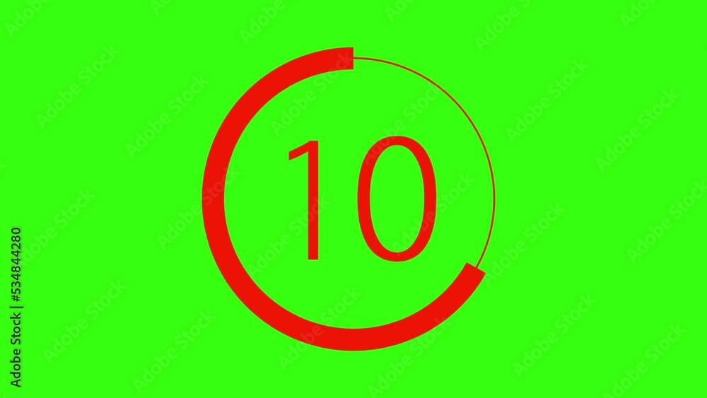 Simple 15 seconds countdown timer with animated red indicator. Circle ...