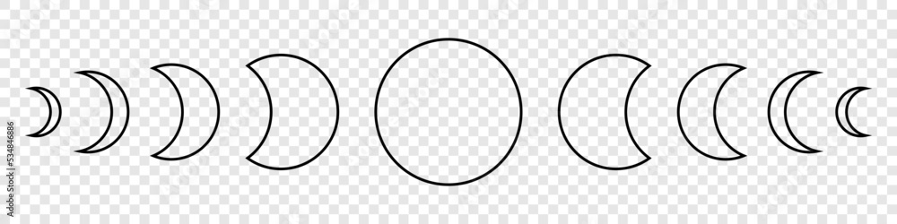 Moon phases line icon illustration isolated on transparent background ...