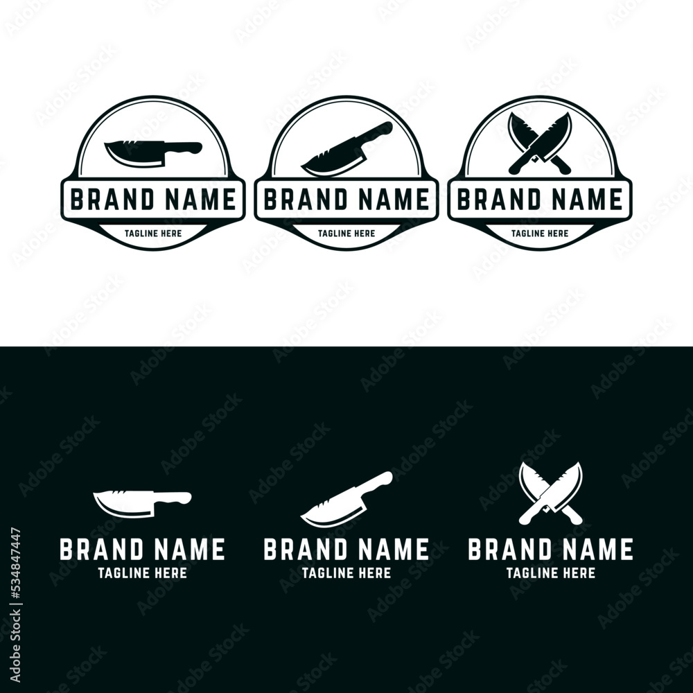 knife logo emblem design, chef knife, vector, knife logo set, knife ...
