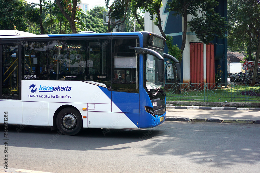 Jakarta, Indonesia. October, 2022. The Trans Jakarta bus, also known as ...