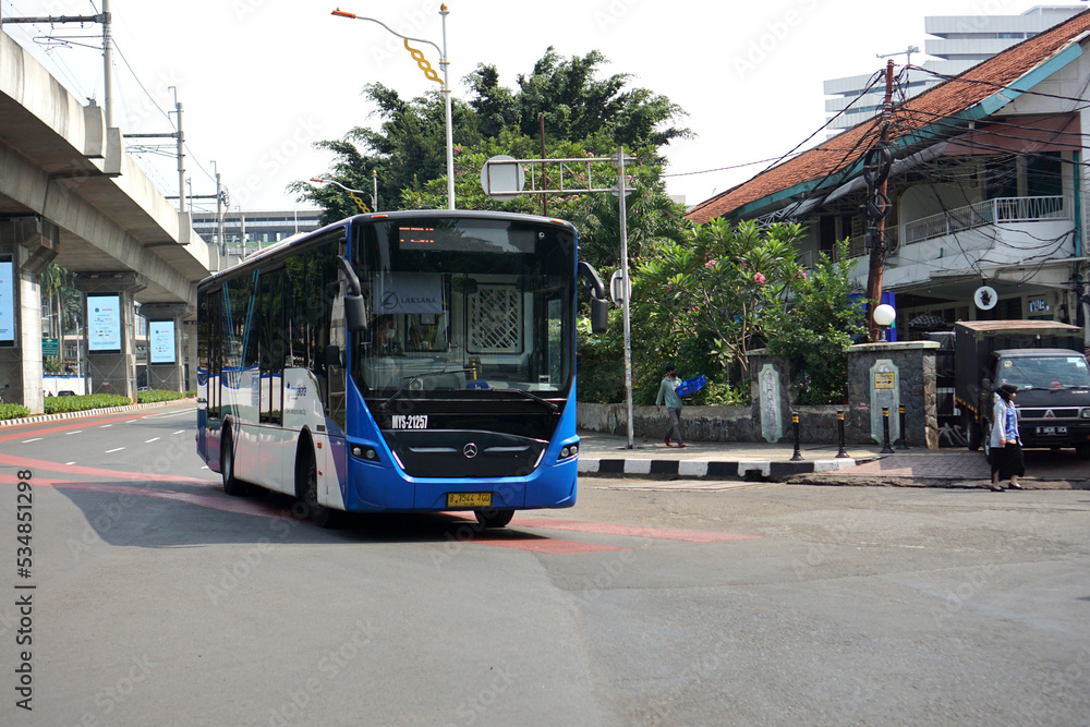 Jakarta, Indonesia. October, 2022. The Trans Jakarta bus, also known as ...