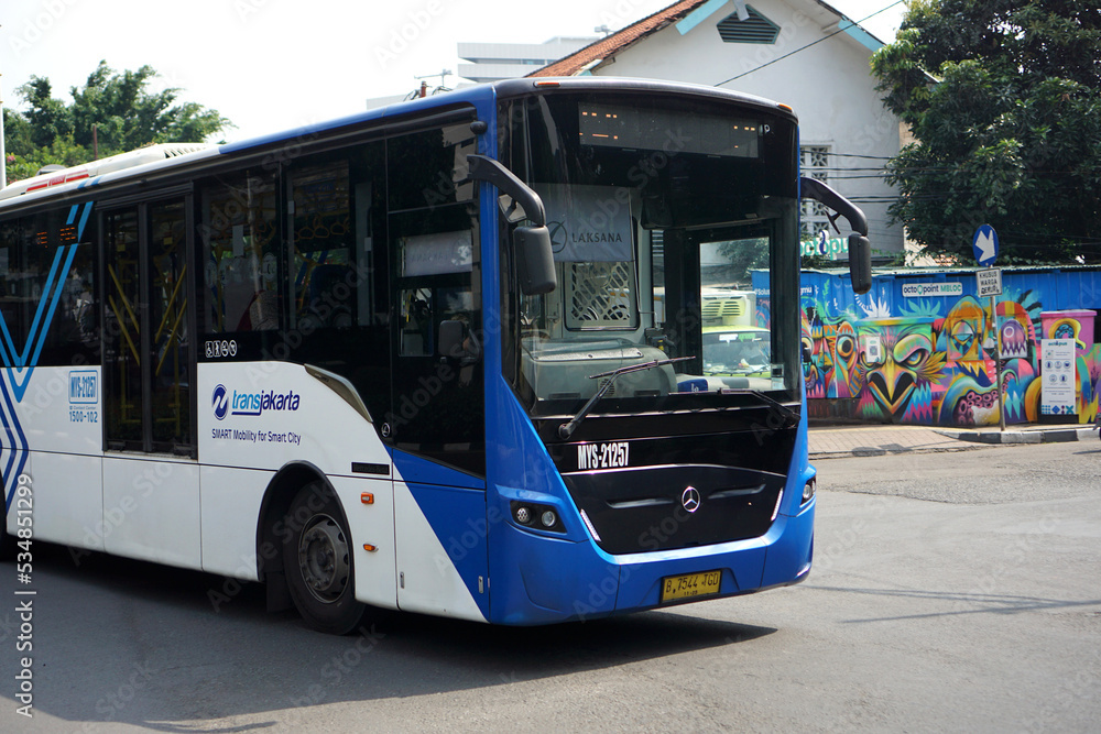 Jakarta, Indonesia. October, 2022. The Trans Jakarta bus, also known as ...