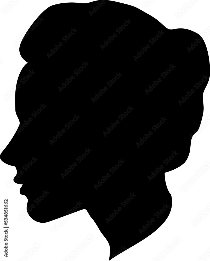 Silhouette of a person. Adult female profile. Feminine face. Silhouette ...