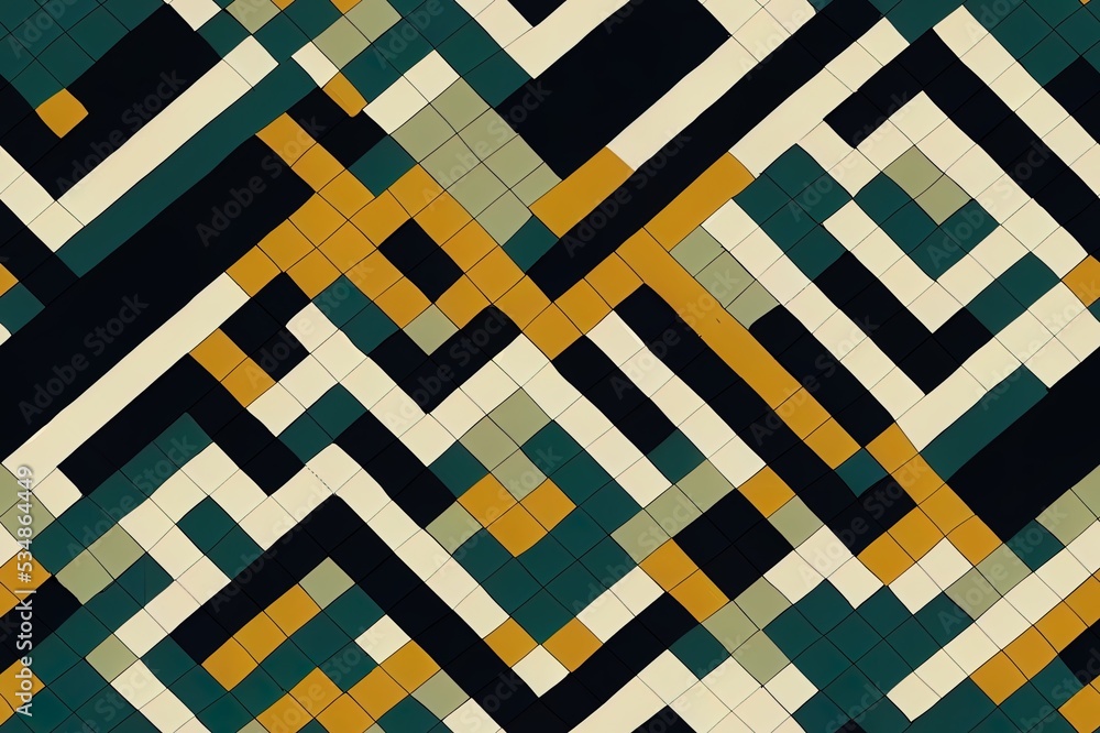 Abstract editable pattern. Circles, squares and transitional figures. A ...