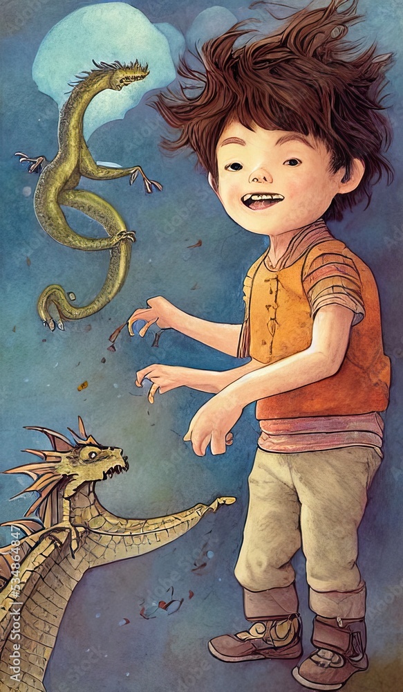 Adventures of a boy and his pet dragon, friends and friendship fantasy ...