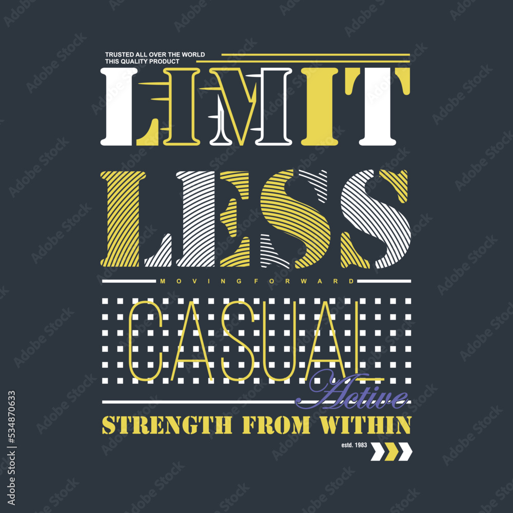 limitless lettering typography graphic design, casual active for t ...