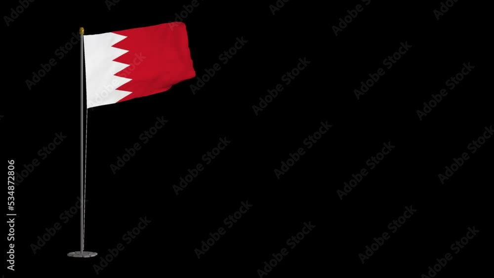 Animated video of bahrain flag waving in the wind with alpha channel ...