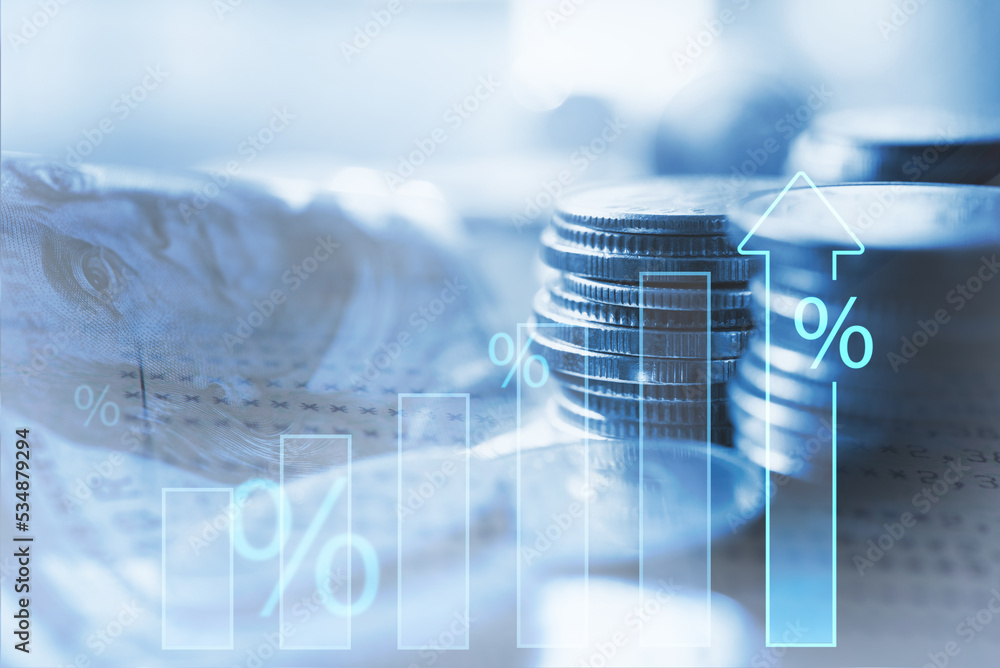 Inflation and tax concept Rising graph of inflation rates. Americans ...