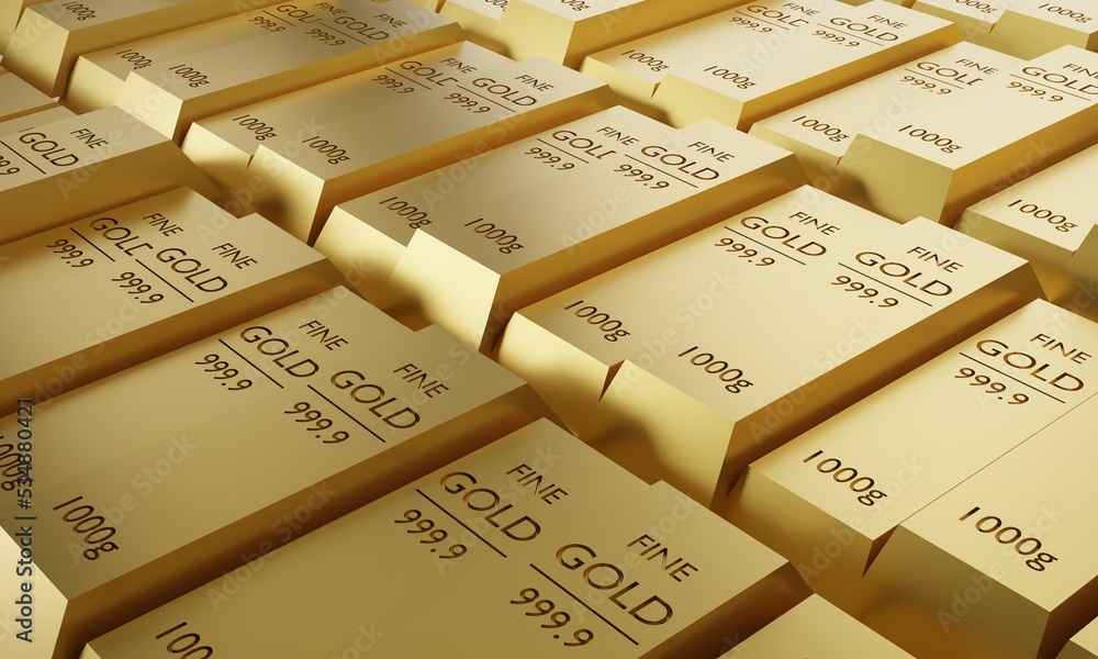 gold bar, Pure gold bar weighing 1000g, bright yellow gold Very ...