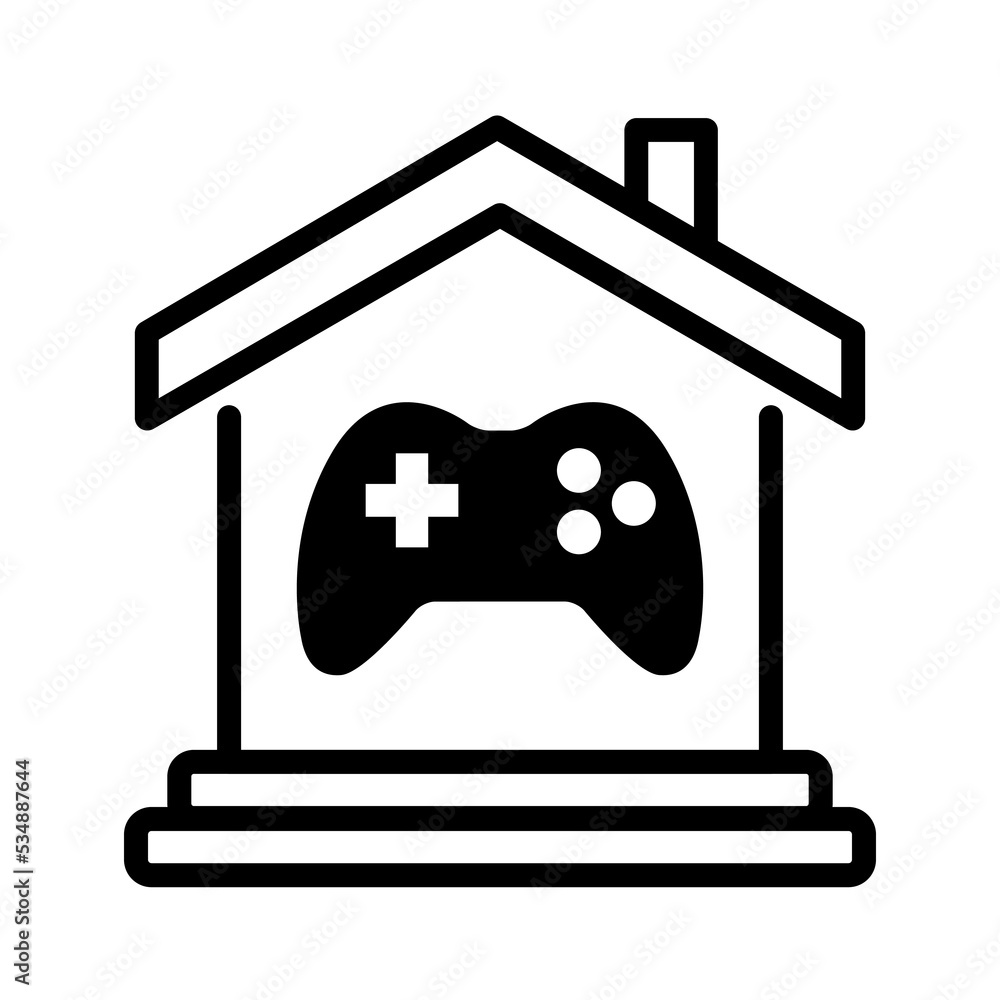 Video games controller house arcade building icon. Game zone home ...