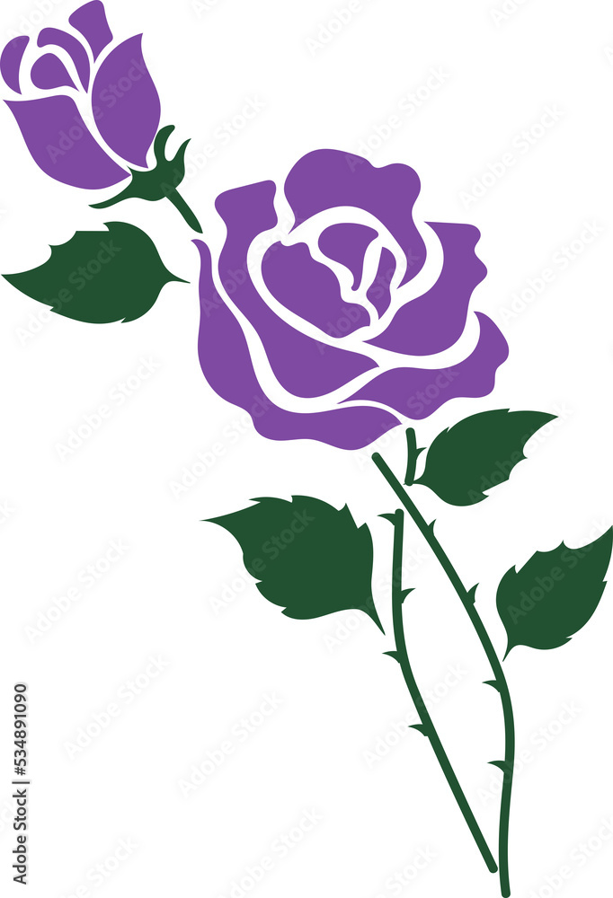 cartoon botanic garden plant flower purple rose Stock Illustration ...