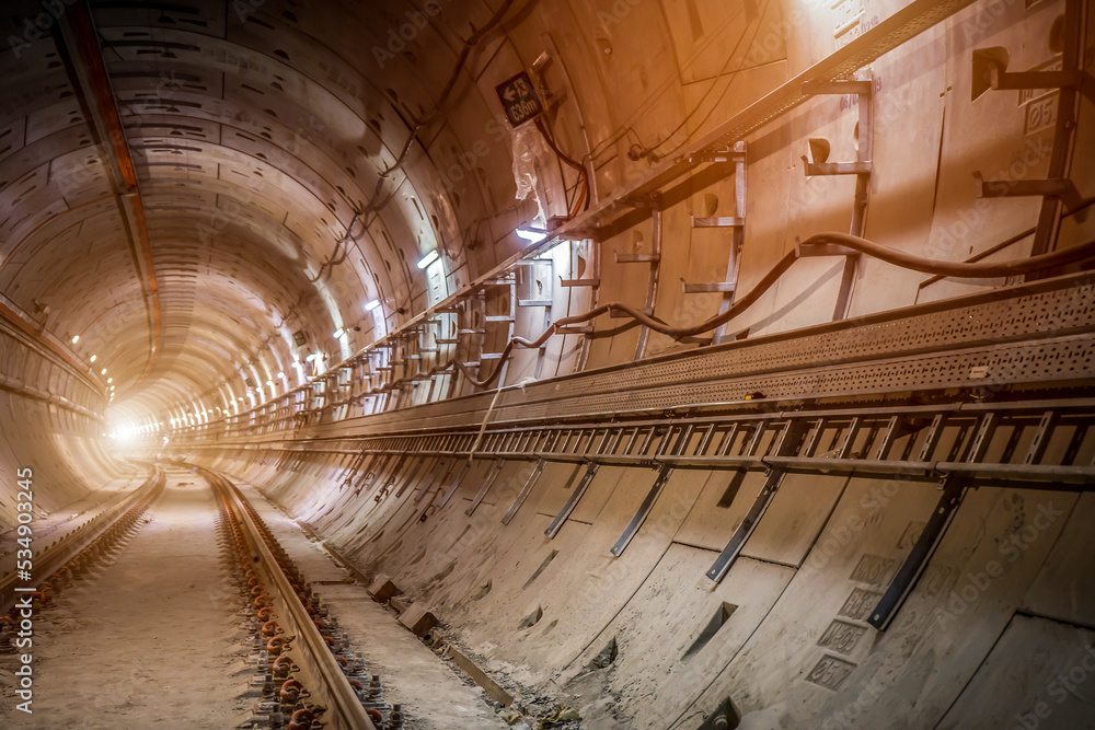 Soft focus and blurred lighting background of Underground tunnel ...