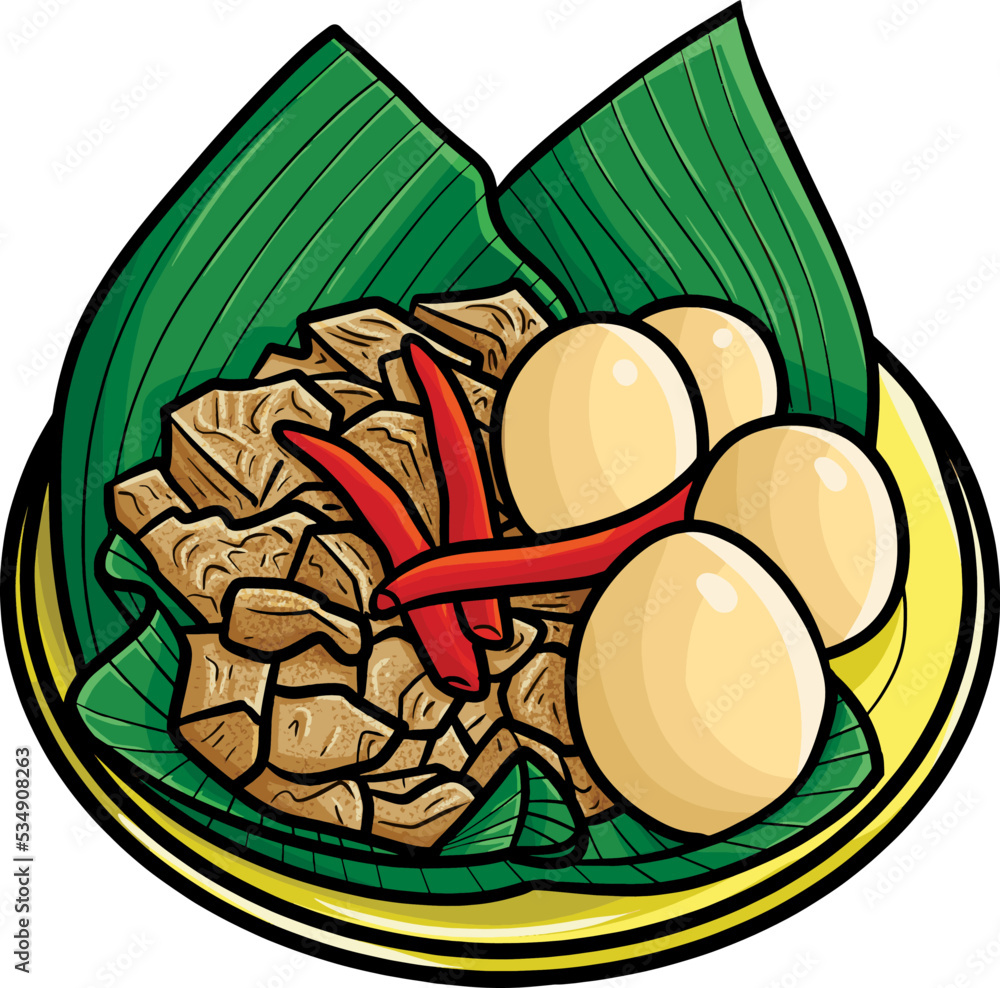 Yummy gudeg nangka a traditional food from yogyakarta in cartoon style ...