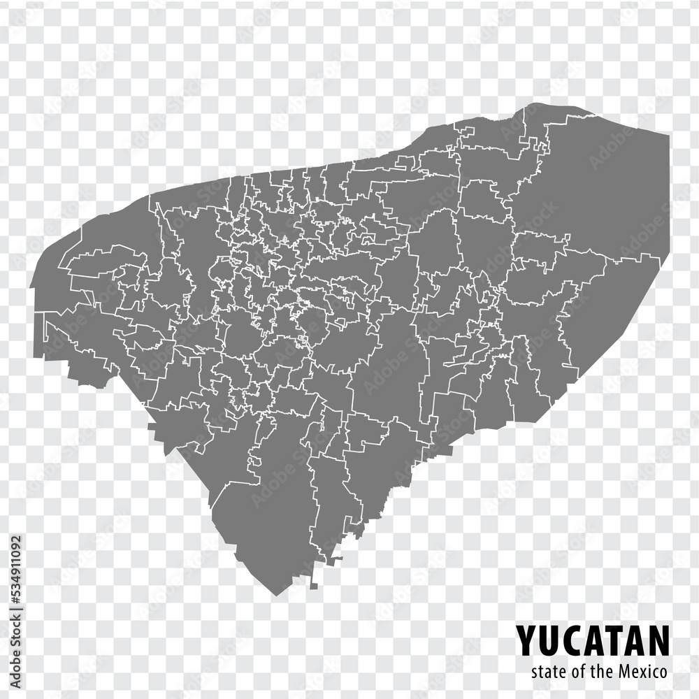 State Yucatan of Mexico map on transparent background. Blank map of ...