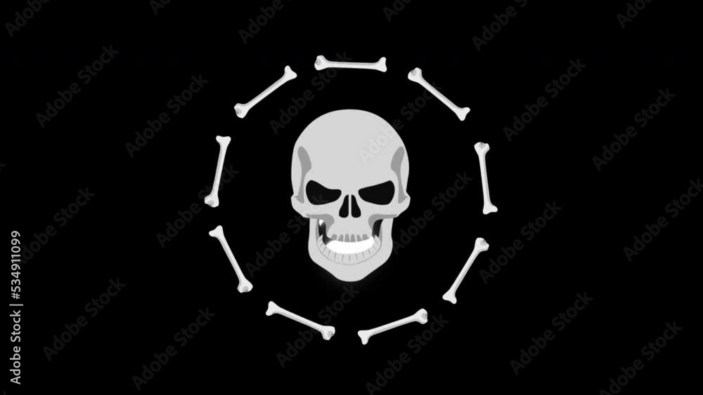 halloween bones and skull falling down copy space animation motion ...