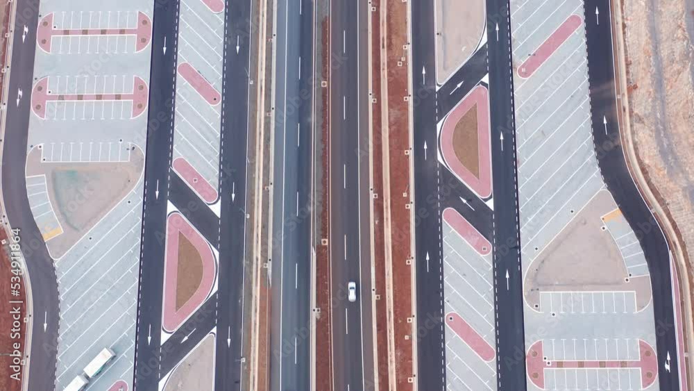 Parking lot or rest area (lay-by) on a large road, such as highway ...