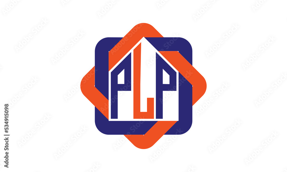 PLP three letter real estate logo with home icon logo design vector ...