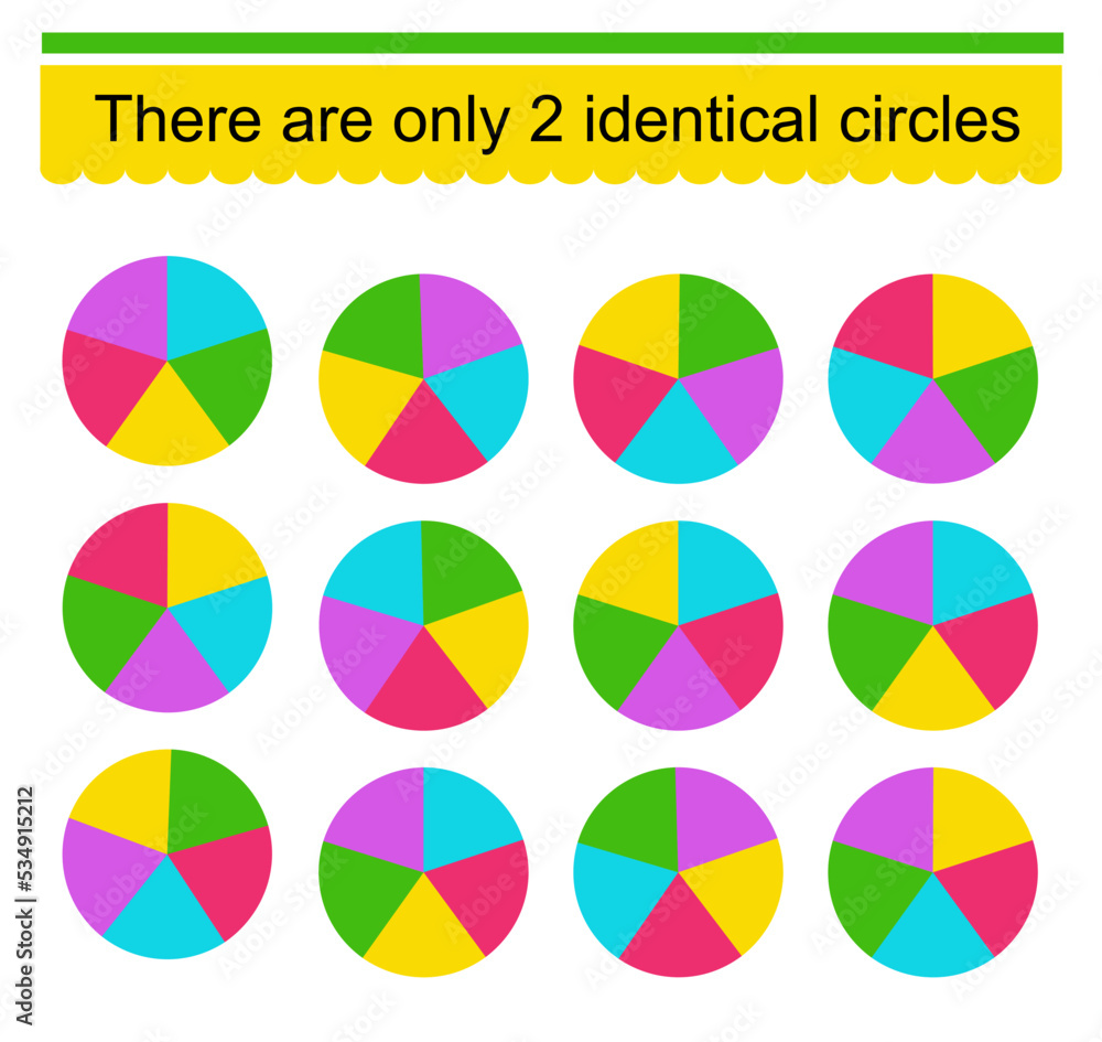 Fun puzzle game for kids. Need to find two identical circles. Task for ...