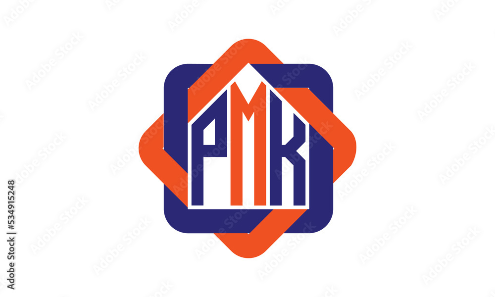 PMK three letter real estate logo with home icon logo design vector ...