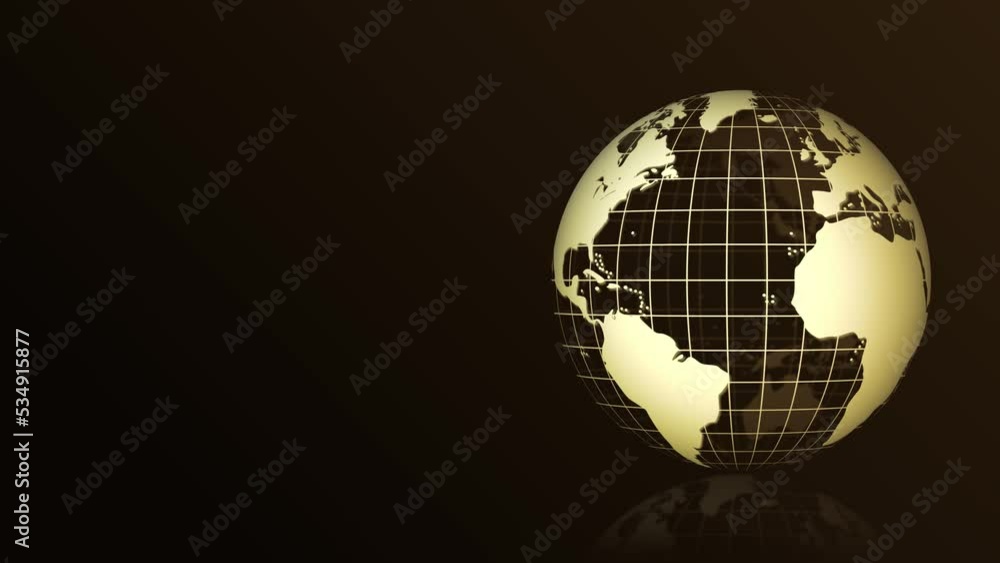 Rotating 3d Globe with a grid over dark background. moving world map ...