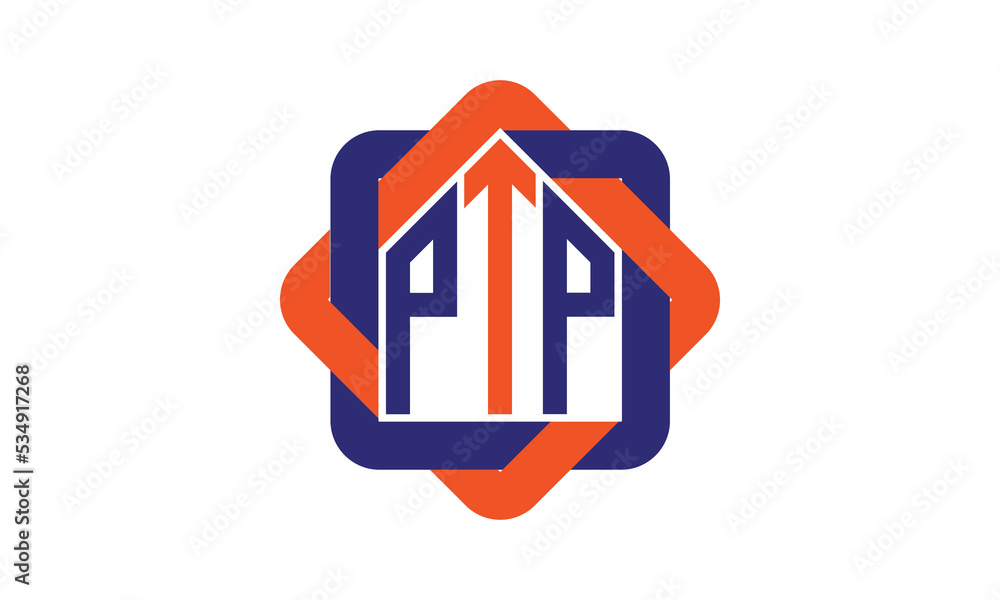 PTP three letter real estate logo with home icon logo design vector ...